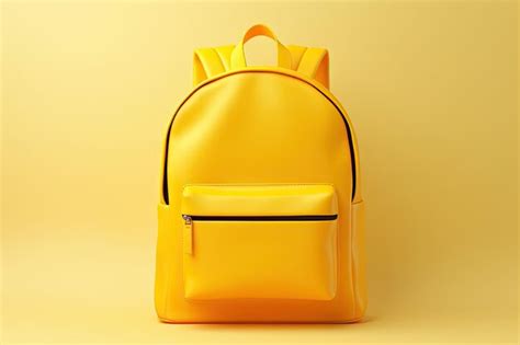 Premium Ai Image Yellow School Backpack On White Background