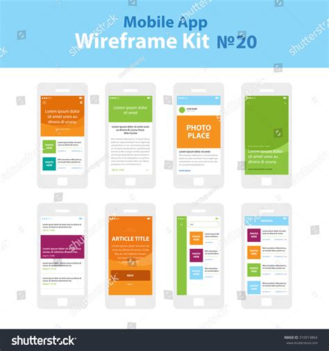 Mobile App Wireframe Ui Kit Stock Vector Royalty Free Shutterstock