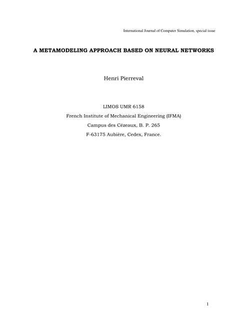 pdf a metamodeling approach based on neural networks