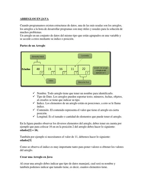 Arreglos En Javapdf Java Lenguaje De Programación Tipo De Datos