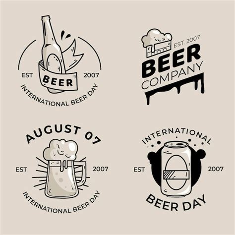 국제 맥주의 날 배지 세트 무료 벡터