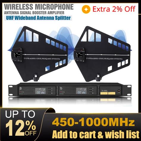 Paulkitson 안테나 분배기 시스템 Ua80 12v Rf 신호 부스터 안테나 스플리터 증폭기 무선 마이크 Uhf 450 1000mhz