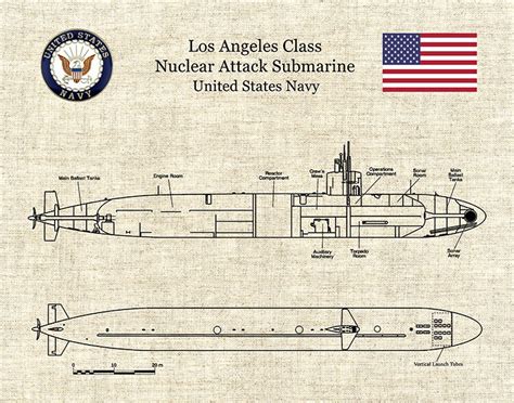Los Angeles Class Submarine Blueprint Uss Los Angeles Class Etsy