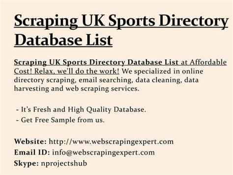 Scraping Uk Sports Directory Database List Pptx Internet Computing