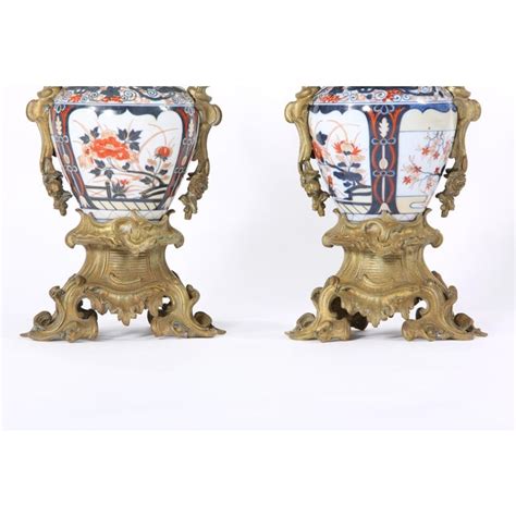 19th Century Pair Gilt Bronze Mounted Imari Porcelain Vases Chairish