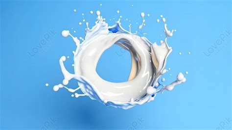 원형 우유 튀김 격리된 파란색 배경을 사용한 매혹적인 3d 렌더링 체액 배경 원형 배경 파란색 배경 이미지 Hd 체액