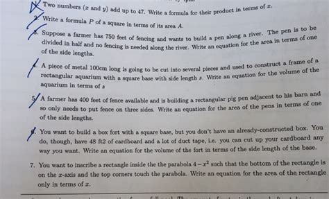 Solved Two Numbers X And Y Add Up To 47 Write A Formula