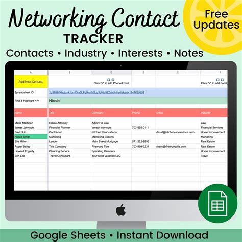 networking contact spreadsheet tracker crm for referral business