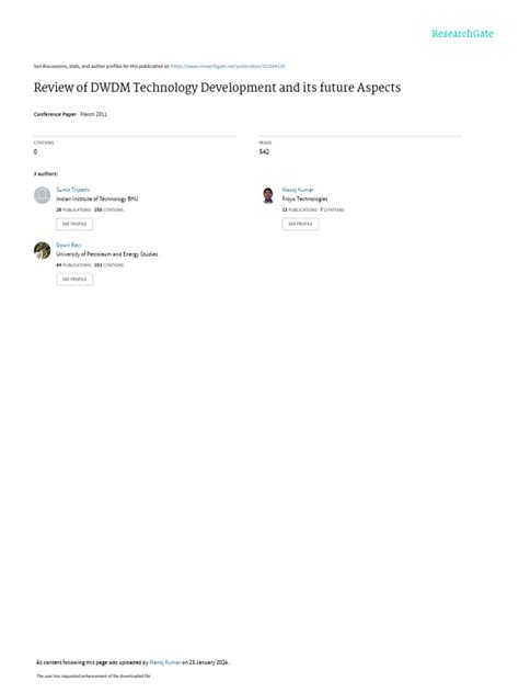 Review Of Dwdm Technology Development And Its Future Pdf Wavelength Division Multiplexing