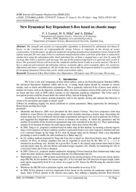 Pdf New Dynamical Key Dependent S Box Based On Chaotic Maps