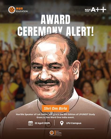 Lpu Lpunest Onewordoneindia Awardceremony Ombirla Lpuevents… Lpu School Of Education