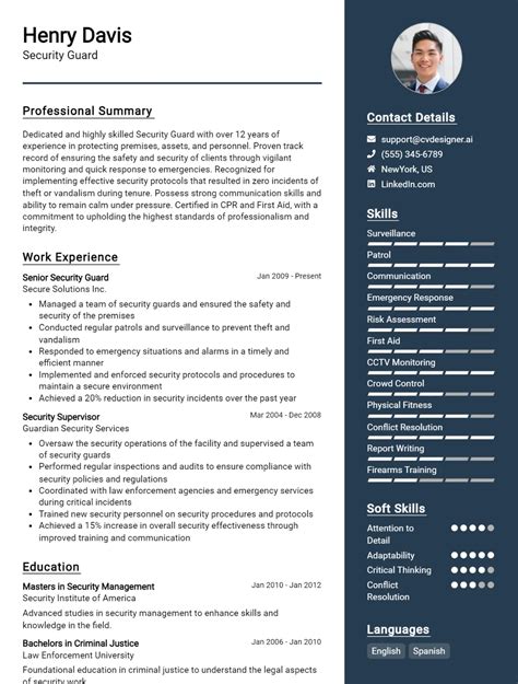 14 Security Guard Cv Examples And Free Templates For 2024 Cvdesignerai