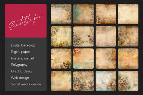 Junk Journal Paper Backgrounds Texture Pack By Musiclove Thehungryjpeg
