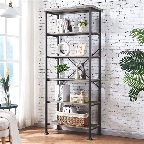 Bookshelves And Bookcases Floor Standing 6 Tier Display Storage Shelve