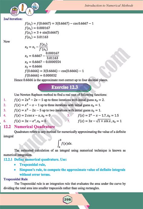 Introduction To Numerical Methods Unit 12 Maths 12th Text Book