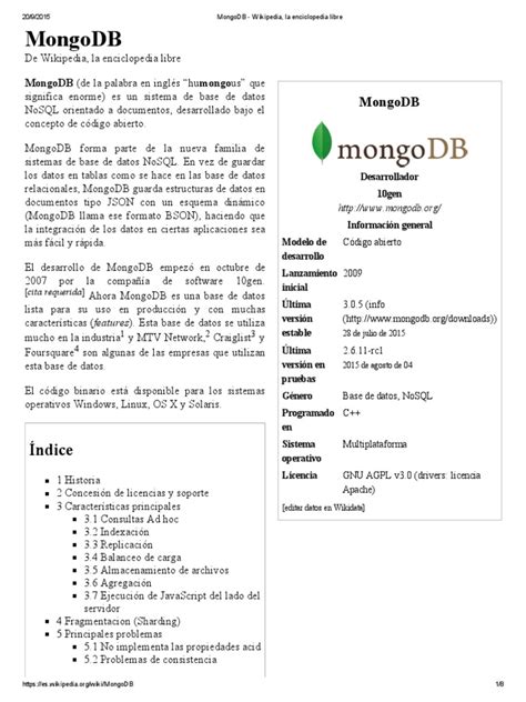 Mongodb Informcion Completa Pdf Mongo Db Áreas De Informática
