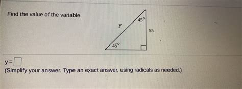 Solved Find The Value Of The Variable Y Simplify Your Answer Type