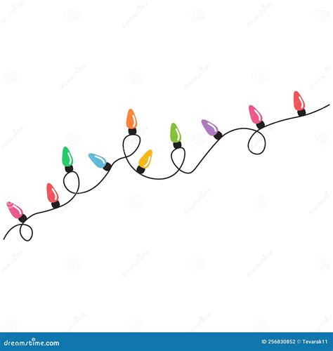 Christmas Lights String Isolated On White Background Vector Stock