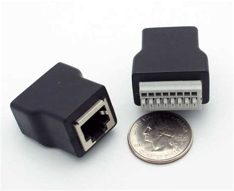Solderless Rj 45 Female Inline Breakout Adapter Wpush Terminals