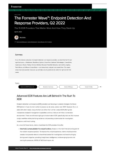 The Forrester Wave™ Endpoint Detection And Response Providers Q2