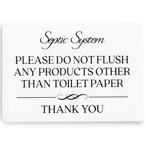 Buy Septic System Do Not Flush Toilet Sign White Acrylic 5 X 35 In