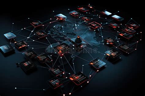 Screen With Network Topology And Threats Cyber Security Data Protection