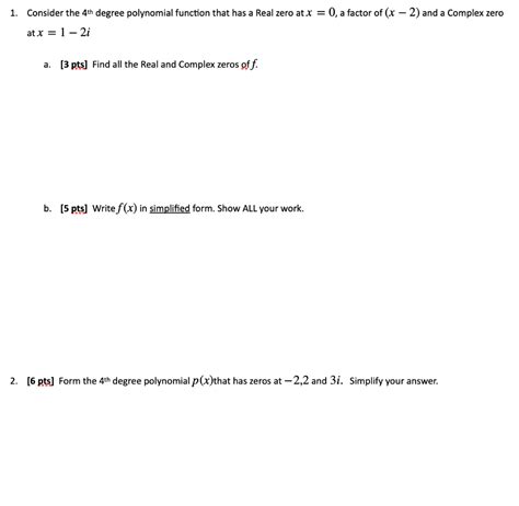 solved 1 consider the 4th degree polynomial function that