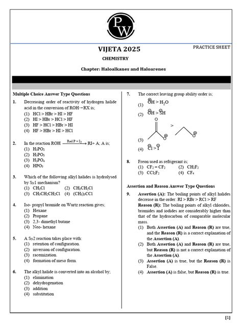 Haloalkanes And Haloarenes Practice Sheet Vijeta 2025 Pdf Alkane Chemistry