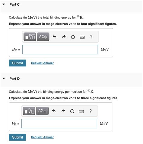 Solved Calculate In MeV The Total Binding Energy For Chegg Com