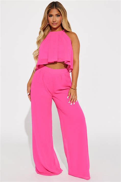 Ashlyn Pant Set Hot Pink Fashion Nova Matching Sets Fashion Nova