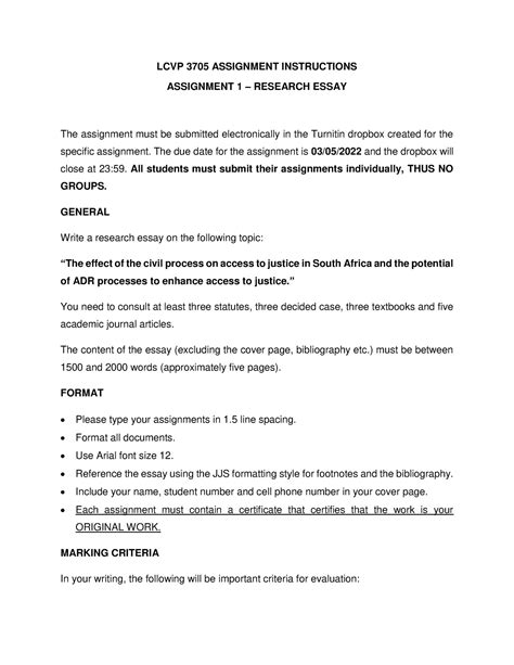 Lcvp 3705 Assignment 1 Instructions Lcvp 3705 Assignment Instructions