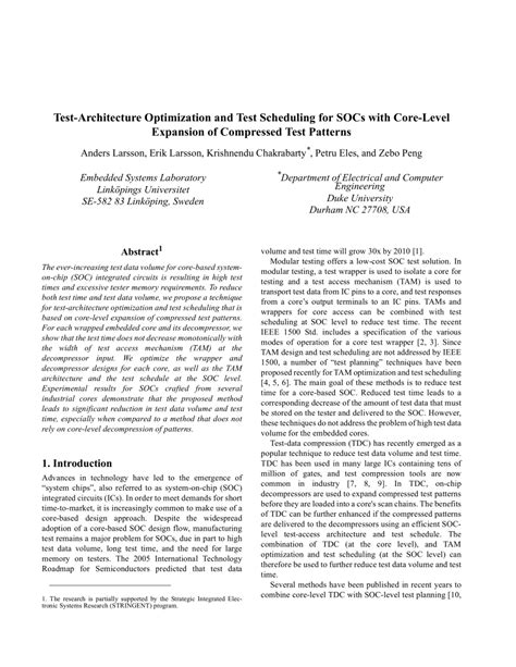 [pdf] test architecture optimization and test scheduling for socs with