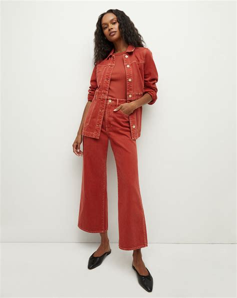 Taylor Cropped Wide Leg Jean In Brick Red Veronica Beard