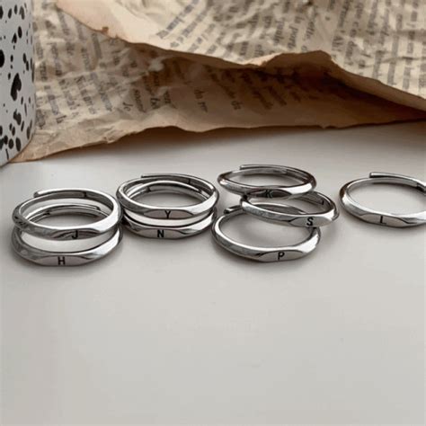 당일출고 11 스탬프 알파벳 이니셜 우정 커플 오픈링 반지 8type 에이블리