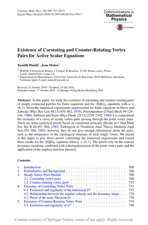 Existence Of Corotating And Counter Rotating Vortex Pairs For Active