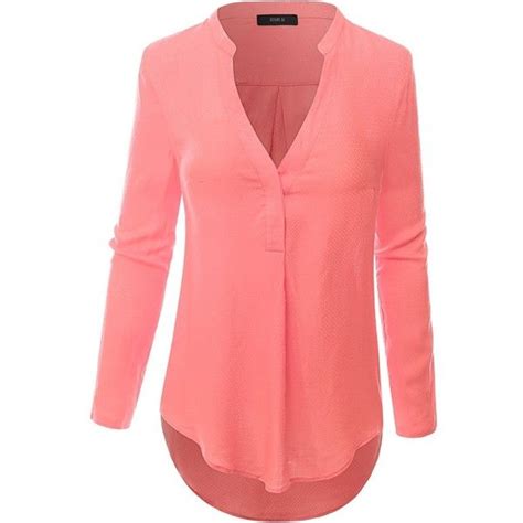 Doublju Women Long Sleeve V Neck Casual Soft Blouse
