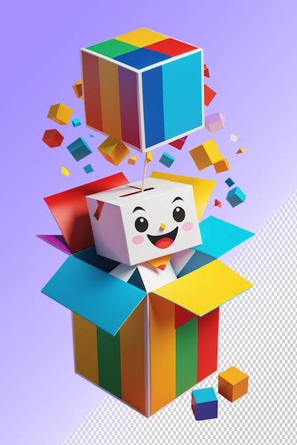 Premium Psd A White Cube With A Happy Face On It