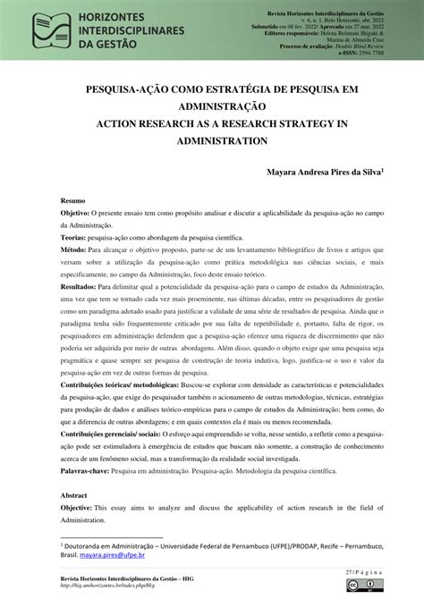 Pdf Pesquisa AÇÃo Como EstratÉgia De Pesquisa Em AdministraÇÃo