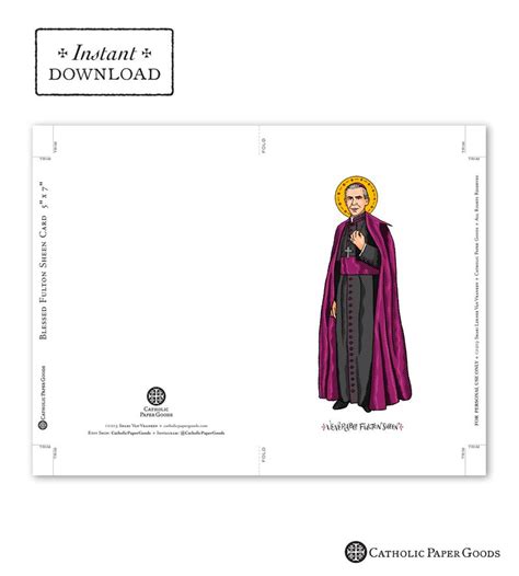 Venerable Fulton Sheen Card Art Print Instant Download Diy
