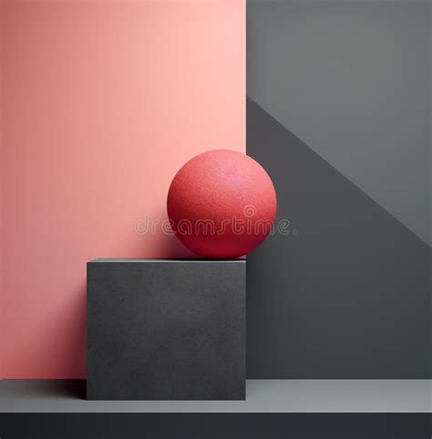 Round Stage Cube Pink Abstract Clean Geometry Template Geometric