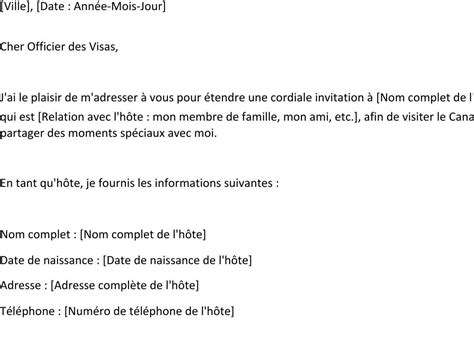 Carta de invitación para viajar a Canadá