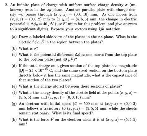 Solved An Infinite Plate Of Charge With Uniform Surface