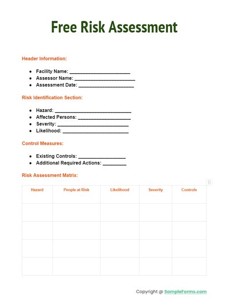 Free 19 Sample Risk Assessment Forms In Ms Word Pdf Excel