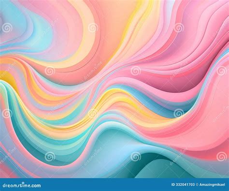 Pastel Soft Waves In Abstract Fluid Design Gentle Calming Background With Flowing Smooth