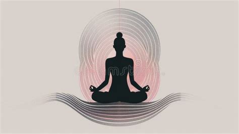 Meditative Pose With Radiating Concentric Energy Circles Stock