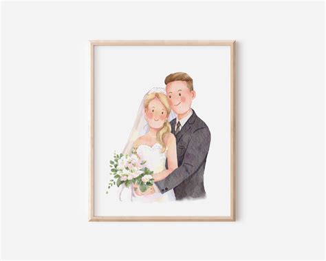 Custom Wedding Portrait Custom Couple Portrait Illustration Wedding