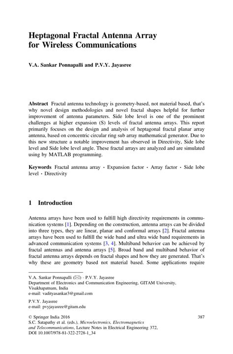 Pdf Heptagonal Fractal Antenna Array For Wireless Communications