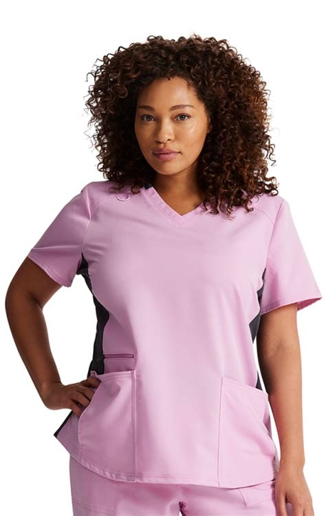 Dk875 Dickies Balance V Neck Top With Rib Knit Panels Scrubscanadaca