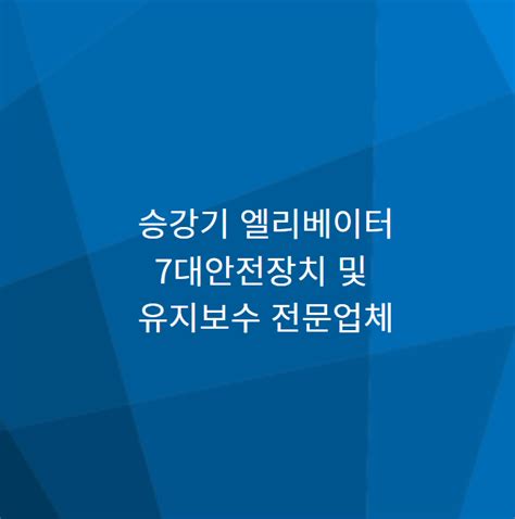 승강기 정밀안전검사 관련 승강기 7대 안전장치 및 설치 공사후기 네이버 블로그
