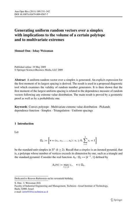 pdf generating uniform random vectors over a simplex with